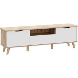 FORTE Lowboard &raquo;Vankka TV-Bank, TV-Board gro&szlig;&laquo; B/H/T 179,1/54,3/41,7 cm, TV-Teil, ca. 180 cm breit, viel Stauraum, Echtholzbeine wei&szlig; Holzwerkstoff B/