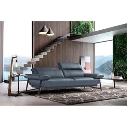 Egoitaliano 2,5-Sitzer &raquo;Anais, Designsofa mit erstklassigem Sitzkomfort, Fu&szlig;farbe schattengrau&laquo; Kopfteil verstellbar, 232 cm, Leder BULL, smoke grau Leder &raquo;BULL&laquo; 