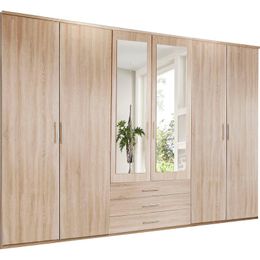 wimex Kleiderschrank &raquo;Ben&laquo; mit jeweils drei Schubk&auml;sten braun Eiche S&auml;gerau Nachbildung, B/H/T: 270cm x 210cm x 58cm, Schubladen: 3 Stk. T&uuml;ren: 6 Stk.