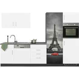 KOCHSTATION K&uuml;chenzeile &raquo;KS-Paris &ndash; K&uuml;chen mit einzigartigen Fotomotiven auf den Fronten&laquo; Breite 290 cm, wahlweise mit E-Ger&auml;ten und Induktion wei&szlig; B/