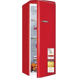 Exquisit K&uuml;hlschrank &raquo;RKS325-V-H-160C rot&laquo; 146,5 cm hoch 54,5 cm breit LED-Beleuchtung, verstellbare Glasb&ouml;den, Retro-Design &Uuml;bersichtliche Lagerung 