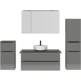 Nobilia Badm&ouml;bel-Set &raquo;Alvene&laquo; vormontiert, mit Soft-Close, 4 Stk. tlg. grau B/H/T: 230cmcm x 184,2cmcm x 48,5cmcm, Griffe schwarz