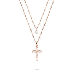 Tamaris Damen Edelstahlketten-Set &raquo;Cross, Kreuz&laquo; mit Zirkonia (synth.) Edelstahl, L: 40 47 B: 0,4mm