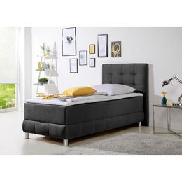 Home Affaire Boxbett &raquo;Vaasa&laquo; inkl. Bettkasten & Topper, XXL-Ausf&uuml;hrung, &Uuml;berl&auml;nge 220 cm grau Samtoptik, Liegefl&auml;che B/L: 90cm x 200cm, H2 + H2, 