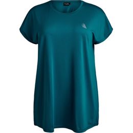 Active By Zizzi T-Shirt 'Abasic' Damen Gr&ouml;&szlig;e 5XL/6XL t&uuml;rkis / wei&szlig;