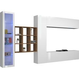 Home Affaire Wohnwand &raquo;Maruska&laquo; 1 Stk. tlg. wei&szlig; Holzwerkstoff B/H/T: 350cmcm x 180cmcm x 30cmcm