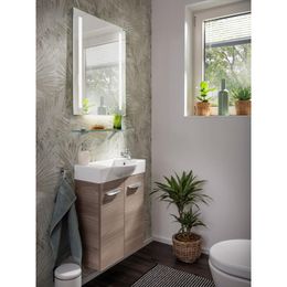Fackelmann Waschbeckenunterschrank &raquo;SBC&laquo; Badm&ouml;bel f&uuml;r G&auml;ste-WC, Breite ca. 55 cm beige Steinesche-Optik/Braun, B/H/T: 52cm x 60cm x 24,3cm, T&uuml;ren: 2 