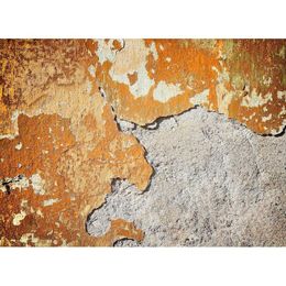 Livingwalls living walls Fototapete &raquo;Beton Vintage&laquo; glatt Fototapeten Betonoptik Grau Gold 3,50 m x 2,55 m Vintage Tapete bunt Vlies B/L: 3,5m x 2,55m