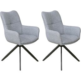 ByLiving Esszimmerstuhl &raquo;HAMILTON&laquo; (Set) 2 Stk.Webstoff, bis 110 kg, 360&deg; drehbar, Schaumstoff, 4er Kreuzgestell grau Metall, Stoff B/H/T: 57cm x 90cm