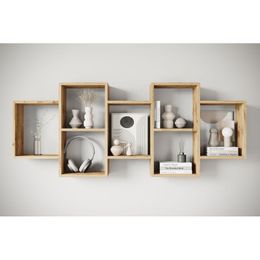 Home Affaire Wandboard &raquo;Wandregal Trio&laquo; 1 Stk. tlg. Stell- oder H&auml;ngeregal, 10 offene F&auml;cher, flexibel montierbar braun Holzwerkstoff B/H/T: 160,8cm x