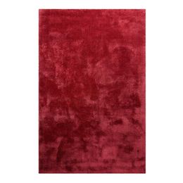 Teppich &raquo;Pisa&laquo; rund 25 mm H&ouml;he Hochflor, Microfaser, uni, weich, Shaggy, Wohnzimmer, Schlafzimmer rot Polyester B : 70cm 1 Stk., 25mm, L: 140cm