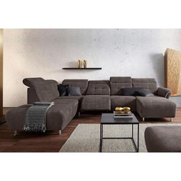 Home Affaire Wohnlandschaft &raquo;Manhattan U-Form&laquo; 2 Sitze mit elektrischer Relaxfunktion, verstellbare Armlehnen braun Luxus Microfaser2 (90% Polyester, 
