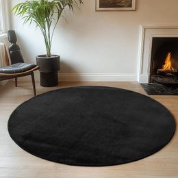 Ayyildiz Teppiche Teppich &raquo;JOY 1400, auch als L&auml;ufer und in Rund erh&auml;ltlich&laquo; rund 11 mm H&ouml;he besonders weich, uni Kurzflor, Wohnzimmer, Kinderzimmer schwarz Polyester &Oslash;