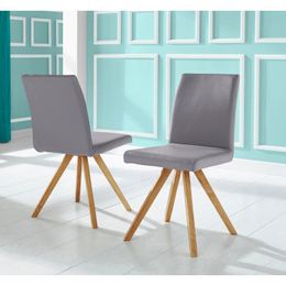 Home Affaire Schalenstuhl &raquo;Rio&laquo; (Set) 2 Stk.Bezug in Kunstleder oder Strukturstoff und das Gestell ist Eiche ge&ouml;lt grau Kunstleder B/H/T: 46cm x 91cm 