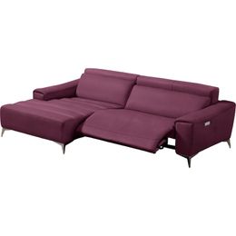 Egoitaliano Ecksofa &raquo;Suzette, Designsofa mit hohem Sitzkomfort&laquo; mit Recamiere, inkl. 1 elektronischen Relaxfunktion, L-Form lila Leder &raquo;NUVOLE&laquo; (Echtes Rindsleder