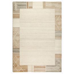 Dekowe Wollteppich &raquo;Valeria&laquo; rechteckig 11 mm H&ouml;he reine Wolle, Kurzflor, mit Bord&uuml;re, Wohnzimmer beige Wolle B : 70cm 1 Stk., 11mm, L: 140cm