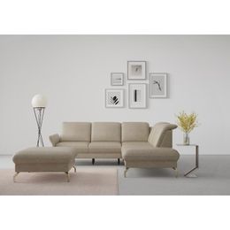Sit & More sit&more Ecksofa &raquo;Fashion L-Form&laquo; wahlweise mit Kopfteilverstellung, Vorziehsitz, motorisch, Nickelf&uuml;&szlig;e beige B/H/T: 250cm x 84cm x 207cm, Luxus-