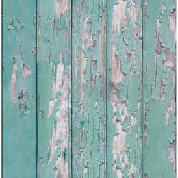 SUPERFRESCO EASY Vliestapete &raquo;Abgebl&auml;ttertes Holz&laquo; Holz glatt verwittertes Holz 10 m x 0.52 m gr&uuml;n Vlies B/L: 0,53m x 10,05m