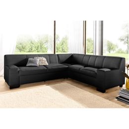 DOMO collection Ecksofa &raquo;Norma Top, elegant und modern, flache Armlehnen, L-Form&laquo; wahlweise mit Bettfunktion schwarz B/H/T: 247cm x 77cm x 212cm, 