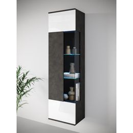 OTTO home Vitrine &raquo;Kenia, stehend und h&auml;ngend, T&uuml;ranschlag wechselbar&laquo; 1 Stk. tlg. Vitrineschrank mit Glast&uuml;ren 160 cm H&ouml;he schwarz-wei&szlig; B/H/T: 45cm x