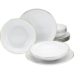 OTTO home Tafelservice &raquo;Teller Set, Geschirr-Set Ezzo&laquo; Goldband, Made in Europe, 12 Teile, f&uuml;r 6 Personen gold Porzellan 12 Stk.