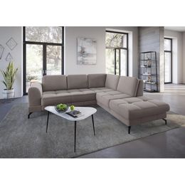 Sit & More sit&more Ecksofa &raquo;Bendigo L-Form&laquo; inklusive Sitztiefenverstellung, Bodenfreiheit 12 cm, in 2 Fu&szlig;farben beige B/H/T: 258cm x 84cm x 226cm, Samtoptik, 