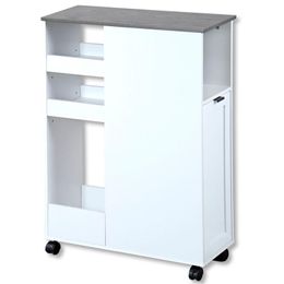 Kesper K&uuml;chenwagen &raquo;Nischenregal, wei&szlig;, FSC&laquo; 1 Stk. tlg. mit 1 M&uuml;lleimer wei&szlig; Holzwerkstoff B/H/T: 60cm x 86cm x 25cm