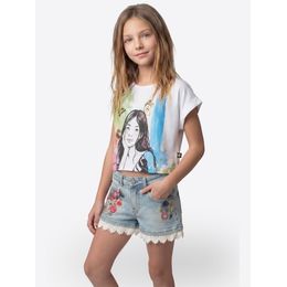 Koroshi T-Shirt M&auml;dchen Gr&ouml;&szlig;e 116 hellblau / kiwi / schwarz / wei&szlig;