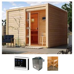 Konifera Saunahaus &raquo;Ruben&laquo; Set, Ofen 9 KW externe Strg easy beige Saunaofen, externe Steuerung, 9 kW