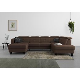 Sit & More sit&more Wohnlandschaft &raquo;Belluci U-Form&laquo; Kopfteilverstellung und Federkern, wahlweise mit Schlaffunktion braun B/H/T: 321cm x 85cm x 195cm, Luxus-