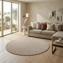 Sehrazat Teppich &raquo;LIMA, auch als L&auml;ufer&laquo; rund 10 mm H&ouml;he Kurzflor, Linienstruktur, leichter Glanz, Wohnzimmer beige Polyester, Polypropylen &Oslash; 200cm 1 Stk., 