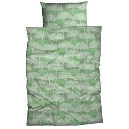 CASATEX Bettw&auml;sche &raquo;Ginkgo&laquo; 2 Stk. zarte Ginkgo Bl&auml;tter, elegantes Design gr&uuml;n Satin, Obermaterial: 100% Baumwolle B/L: 155cm x 220cm, 1 Stk., 1 Stk.,
