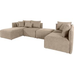 OTTO home Wohnlandschaft &raquo;N&ouml;re U-Form&laquo; 5 Teile, in vielen Bezugsqualit&auml;ten und Farben s. auch "N&ouml;re" beige Struktur fein (100% Polyester);Struktur (