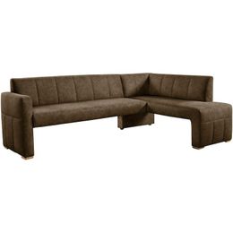exxpo - sofa fashion Essbank elegant und modern mit hohem Sitzkomfort B/H/T: 245cm x 83cm x 159cm, Luxus-Microfaser, langer Schenkel links