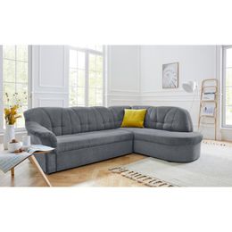 DOMO collection Ecksofa &raquo;Pegnitz, zeitlose und elegante R&uuml;ckensteppung, Breite 246cm, L-Form&laquo; wahlweise mit Bettfunktion grau 95% Polyester, 5% Nylon 