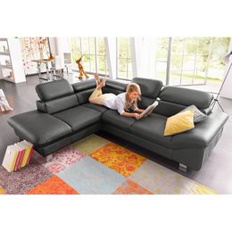 COTTA Ecksofa &raquo;Driver L-Form, B: 265 cm&laquo; Kopfteilverstellung, optional Schlaffunktion & Bettkasten grau Kunstleder SOFTLUX ;LEDER BEEFY (ein 
