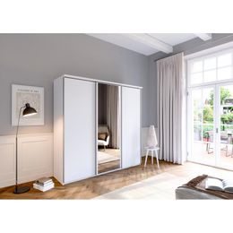 Priess Schwebet&uuml;renschrank &raquo;Arnsberg&laquo; mit Spiegel wei&szlig; Holzwerkstoff Lichtweiss, B/H/T: 215cm x 211cm x 64,5cm, T&uuml;ren: 3 Stk., Basisausf&uuml;hrung