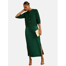 Love & Roses Set: Kleid mit Strickjacke Damen Gr&ouml;&szlig;e 38 smaragd Sommerkleid