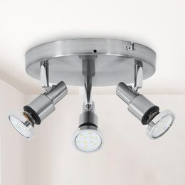 B.K.LICHT LED Deckenspot &raquo;Aurel&laquo; GU10 Warmwei&szlig; LED Deckenstrahler Badlampe IP44 Badezimmer Deckenleuchte Lampe GU10 silber 3, &Oslash; 21cm H: 10,6cm