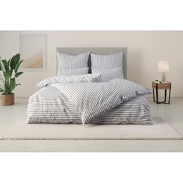 LeGer Home by Lena Gercke Bettw&auml;sche &raquo;Linnea&laquo; 2 aus 100% Baumwolle, Streifendesign grau Renforc&eacute;, Obermaterial: 100% Baumwolle B/L: 135cm x 200cm, 1 