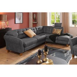 OTTO home Ecksofa &raquo;Trondheim L-Form, B: 260 cm, Federkern, Komfortsitz&laquo; optional Schlaffunktion und Stauraum, Eckcouch frei stellbar grau Struktur 