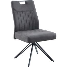 Hela 4-Fu&szlig;stuhl &raquo;MAGGY&laquo; () 1 Stk.XXL Sitzbreite, 360&deg; drehbar, V-Fu&szlig;, Federkorb, 200kg belastbar grau Metall, Polyester, Stoff B/H/T: 54cm x 97cm x 