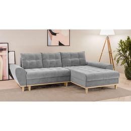 Home Affaire Ecksofa &raquo;Ahrdorf mit Bettfunktion und Bettkasten, Ma&szlig;e: B/H/T 268/86/175 cm&laquo; L-Form mit 3 R&uuml;ckenkissen und moderne gerundete Armlehnen 