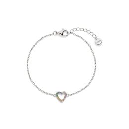 s.Oliver Damen s.Oliver Armband &raquo;Rainbow Heart, Herz&laquo; mit Zirkonia (synth.) bunt 13,6cm, Silber 925 (Sterlingsilber)