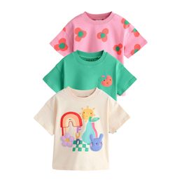 next T-Shirt M&auml;dchen Gr&ouml;&szlig;e 110 hellbeige / gelb / gr&uuml;n / pink