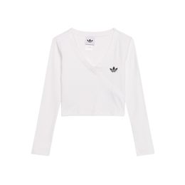 adidas originals Shirt 'SLIM MINI RIB WRAP LONGSLEEVE' girl size 140 Black / White