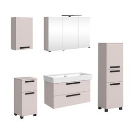 Welltime Badm&ouml;bel-Set &raquo;SALVADA, 5tlg-Set, ged&auml;mpfte Scharniere, Softclose, Keramikbecken&laquo; Ma&szlig;e (B/T/H): 180/47,5/200 cm beige MDF B/H/T: 180cmcm x 