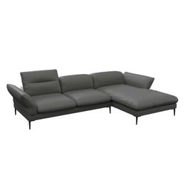 FLEXLUX Ecksofa &raquo;Salino, Funktionssofa mit Recamiere, Relaxsofa, Ecksofa&laquo; Sofa mit Arm- und Kopfteil-Verstellungen, Kaltschaum & Stahl-Wellen grau B/H