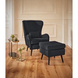 Home Affaire Sessel &raquo;Sallito, Ohrensessel, TV-Sessel&laquo; f&uuml;r Wohnzimmer, auch in Samtcord schwarz Struktur Hahnentritt (67% Polypropylen, 33% Polyester);