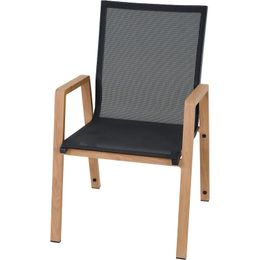 siena GARDEN Gartensessel &raquo;CATANIA Stapelsessel&laquo; Aluminiumgestell in teaklook, Ranotex Bezug schwarz B/H/T: 57cm x 92,5cm x 67cm